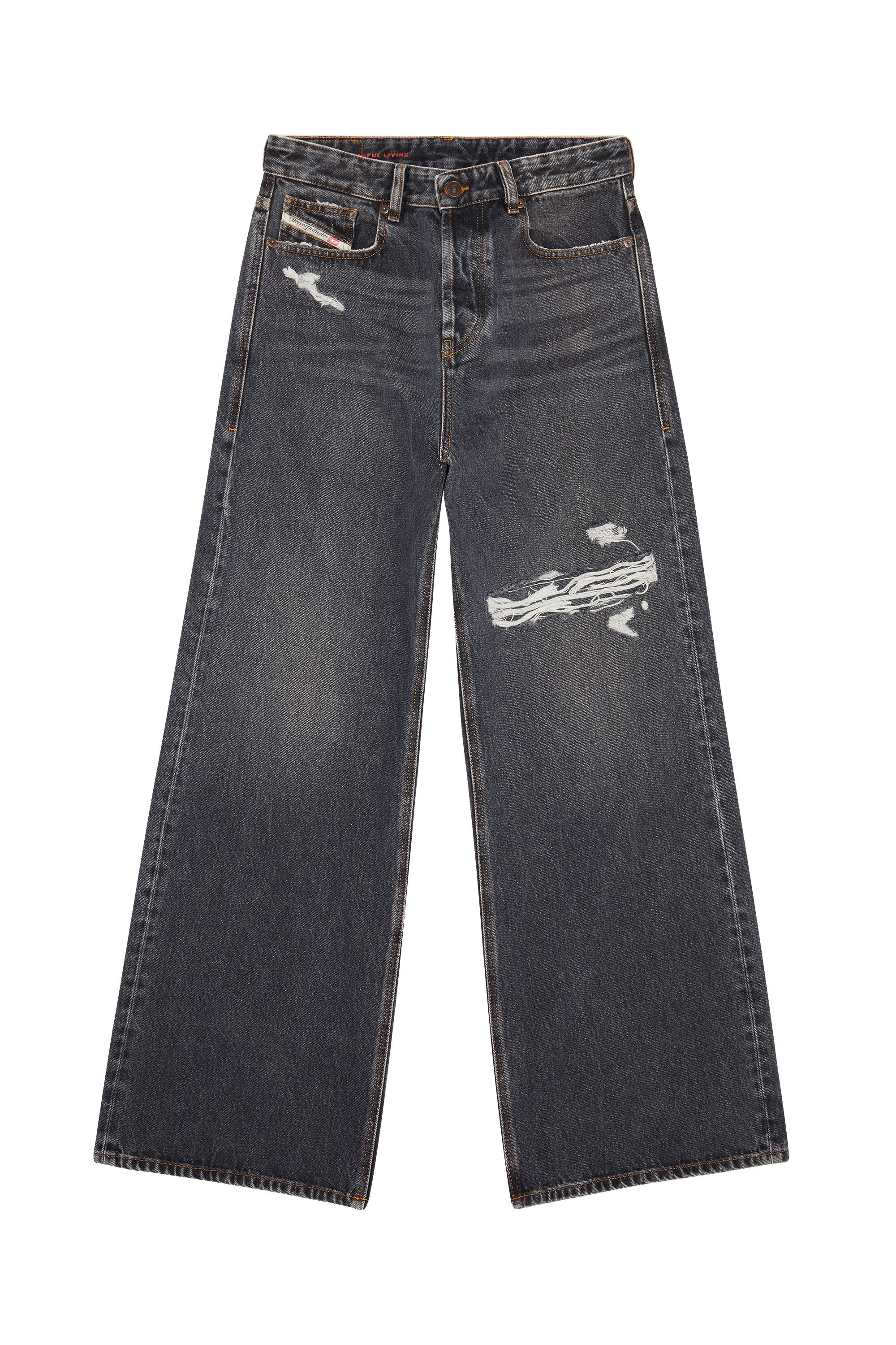 1996 D Sire Frau Gerade Baggy Jeans Schwarz Dunkelgrau Diesel